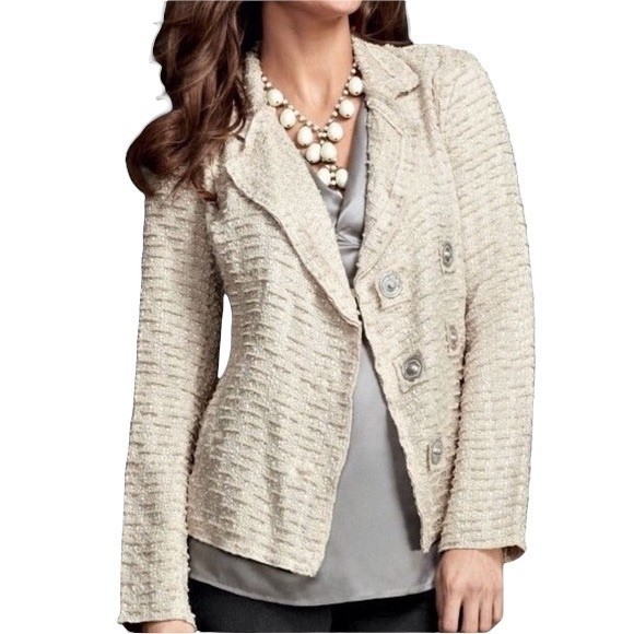 CAbi | Jackets & Coats | Cabi Wheat 985 Chenille Double Breasted Blazer ...